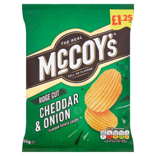 McCoy's Ridge Cut Cheddar & Onion Flavour Potato Crisps 65g - Best Bef ...